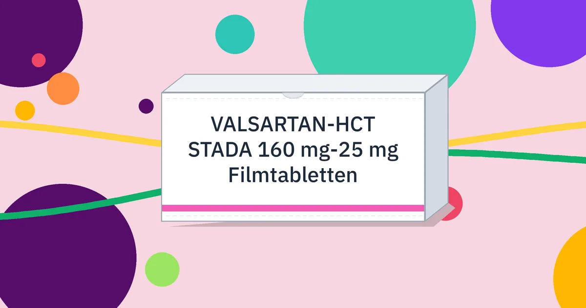 Symbolbild: Packung mit der Aufschrift VALSARTAN-HCT STADA 160 mg-25 mg Filmtabletten (PZN 07778470) – Verfügbarkeit und Bezug in Apotheken in Frankfurt am Main