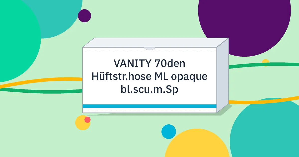 Symbolbild: Packung mit der Aufschrift VANITY 70den Hüftstr.hose ML opaque bl.scu.m.Sp (PZN 16188879) – Verfügbarkeit und Bezug in Apotheken in Frankfurt am Main
