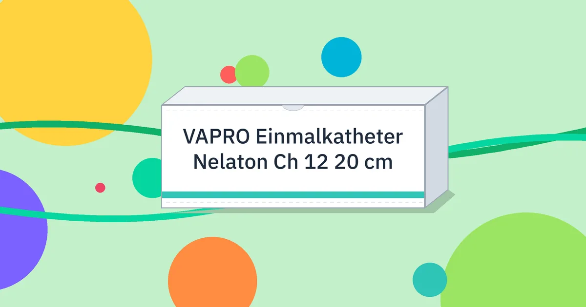 Symbolbild: Packung mit der Aufschrift VAPRO Einmalkatheter Nelaton Ch 12 20 cm (PZN 19211900) – Verfügbarkeit und Bezug in Apotheken in Frankfurt am Main