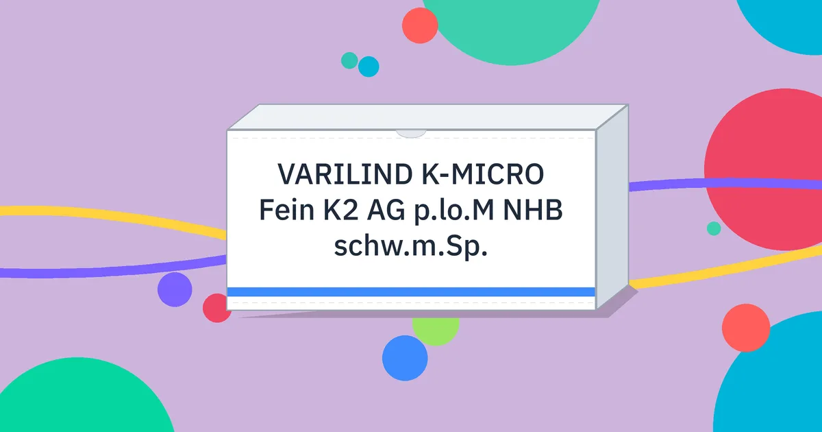 Symbolbild: Packung mit der Aufschrift VARILIND K-MICRO Fein K2 AG p.lo.M NHB schw.m.Sp. (PZN 20556627) – Verfügbarkeit und Bezug in Apotheken in Frankfurt am Main