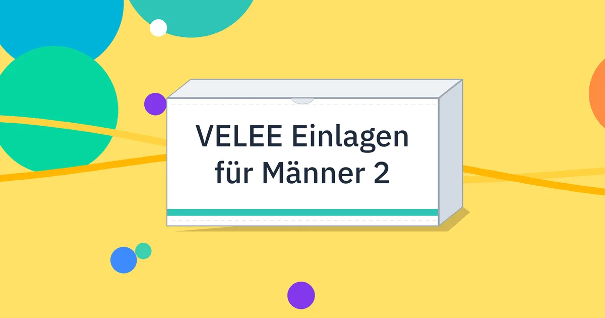 Symbolbild: Packung mit der Aufschrift VELEE Einlagen für Männer 2 (PZN 20340436) – Verfügbarkeit und Bezug in Apotheken in Frankfurt am Main