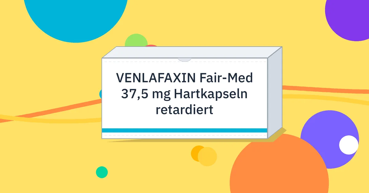 Symbolbild: Packung mit der Aufschrift VENLAFAXIN Fair-Med 37,5 mg Hartkapseln retardiert (PZN 14321713) – Verfügbarkeit und Bezug in Apotheken in Frankfurt am Main