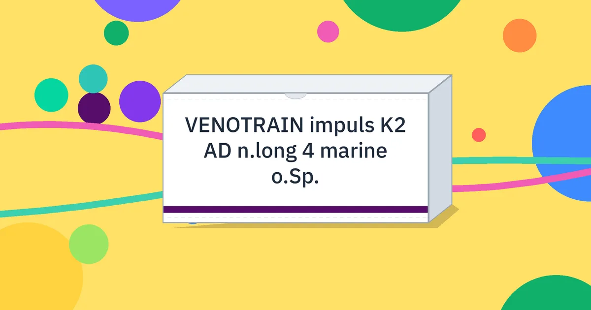 Symbolbild: Packung mit der Aufschrift VENOTRAIN impuls K2 AD n.long 4 marine o.Sp. (PZN 15221451) – Verfügbarkeit und Bezug in Apotheken in Frankfurt am Main