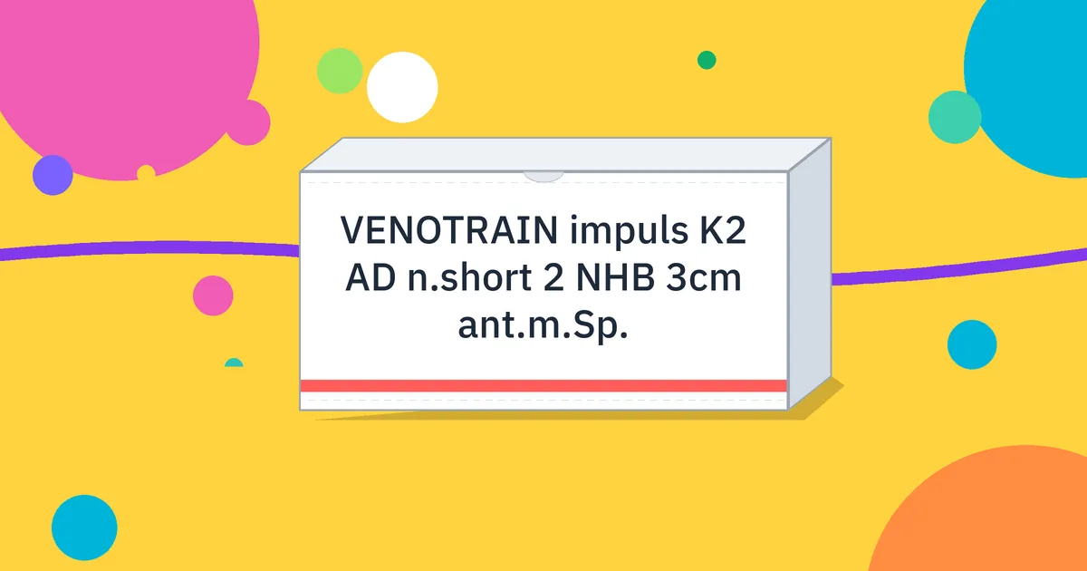 Symbolbild: Packung mit der Aufschrift VENOTRAIN impuls K2 AD n.short 2 NHB 3cm ant.m.Sp. (PZN 15224018) – Verfügbarkeit und Bezug in Apotheken in Frankfurt am Main