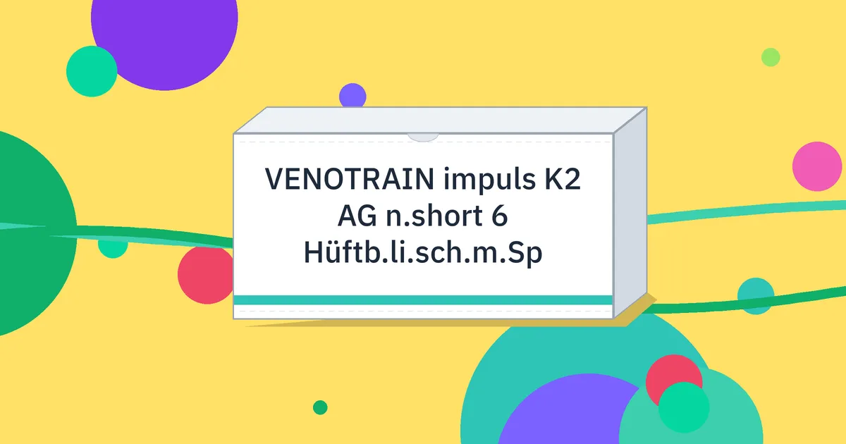 Symbolbild: Packung mit der Aufschrift VENOTRAIN impuls K2 AG n.short 6 Hüftb.li.sch.m.Sp (PZN 10294712) – Verfügbarkeit und Bezug in Apotheken in Frankfurt am Main