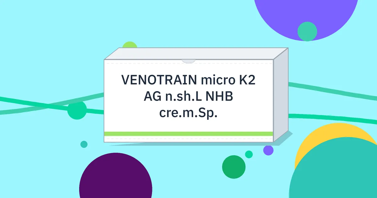 Symbolbild: Packung mit der Aufschrift VENOTRAIN micro K2 AG n.sh.L NHB cre.m.Sp. (PZN 02357120) – Verfügbarkeit und Bezug in Apotheken in Frankfurt am Main