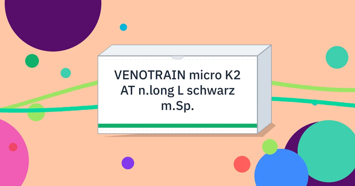 Symbolbild: Packung mit der Aufschrift VENOTRAIN micro K2 AT n.long L schwarz m.Sp. (PZN 00419489) – Verfügbarkeit und Bezug in Apotheken in Frankfurt am Main