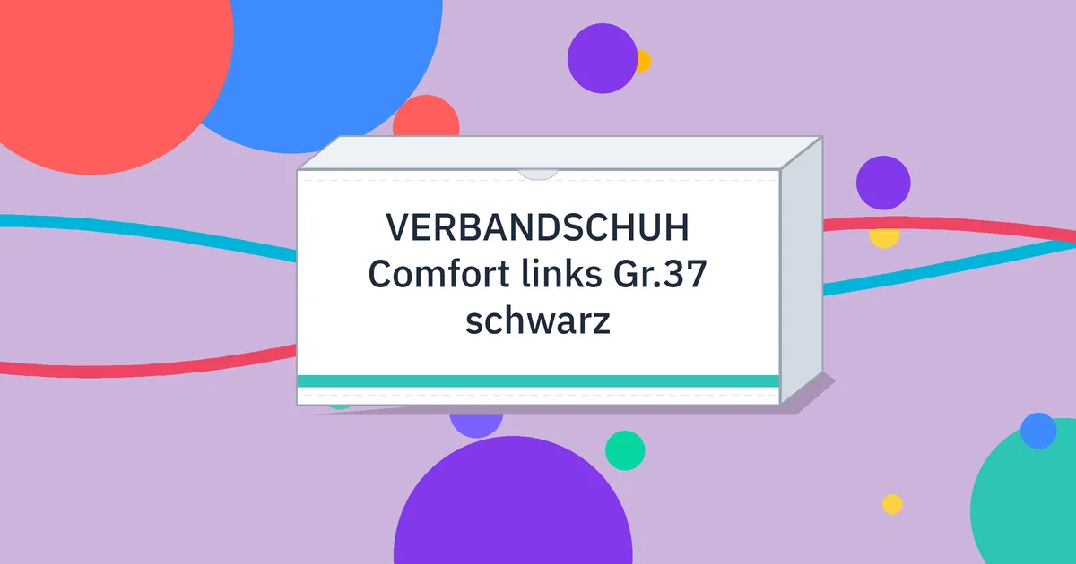 Symbolbild: Packung mit der Aufschrift VERBANDSCHUH Comfort links Gr.37 schwarz (PZN 11014956) – Verfügbarkeit und Bezug in Apotheken in Frankfurt am Main
