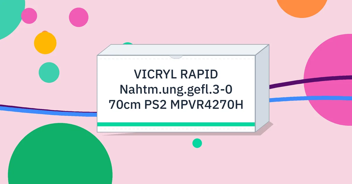 Symbolbild: Packung mit der Aufschrift VICRYL RAPID Nahtm.ung.gefl.3-0 70cm PS2 MPVR4270H (PZN 20913518) – Verfügbarkeit und Bezug in Apotheken in Frankfurt am Main