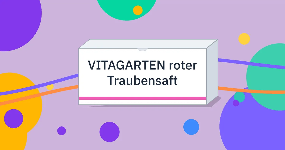 Symbolbild: Packung mit der Aufschrift VITAGARTEN roter Traubensaft (PZN 07221891) – Verfügbarkeit und Bezug in Apotheken in Frankfurt am Main