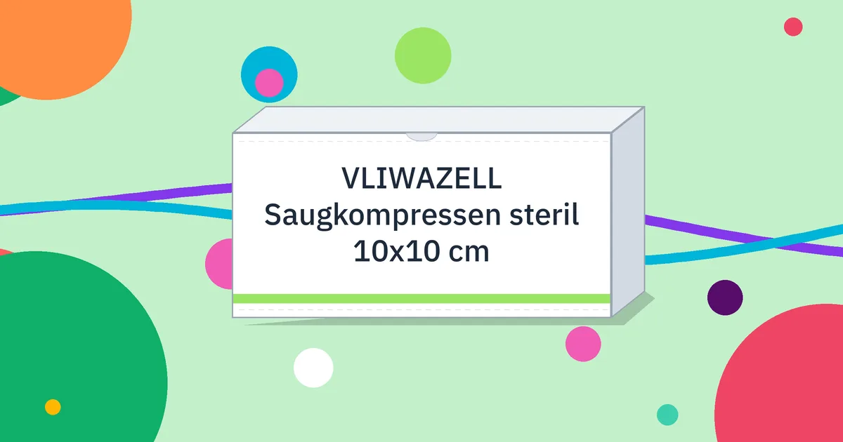 Symbolbild: Packung mit der Aufschrift VLIWAZELL Saugkompressen steril 10x10 cm (PZN 00809575) – Verfügbarkeit und Bezug in Apotheken in Frankfurt am Main