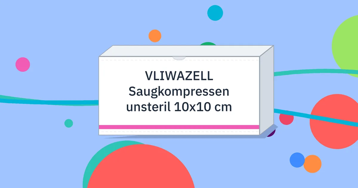 Symbolbild: Packung mit der Aufschrift VLIWAZELL Saugkompressen unsteril 10x10 cm (PZN 20844906) – Verfügbarkeit und Bezug in Apotheken in Frankfurt am Main