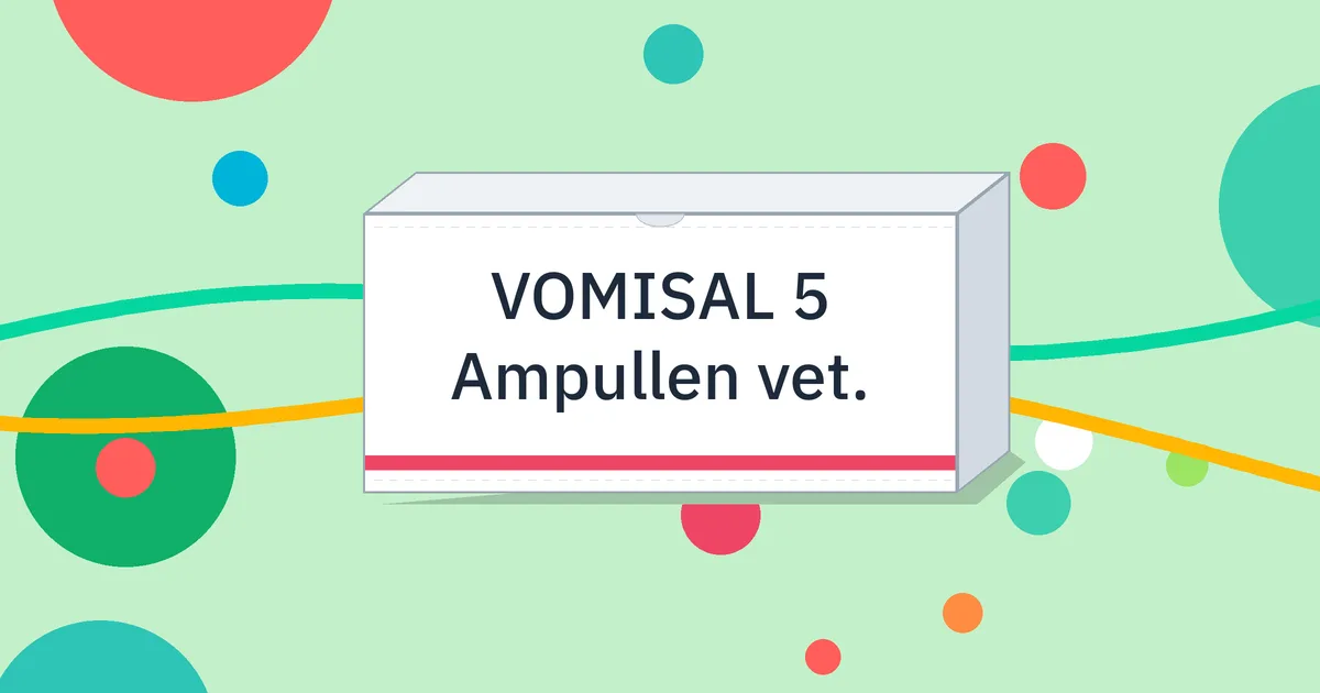 Symbolbild: Packung mit der Aufschrift VOMISAL 5 Ampullen vet. (PZN 04902372) – Verfügbarkeit und Bezug in Apotheken in Frankfurt am Main