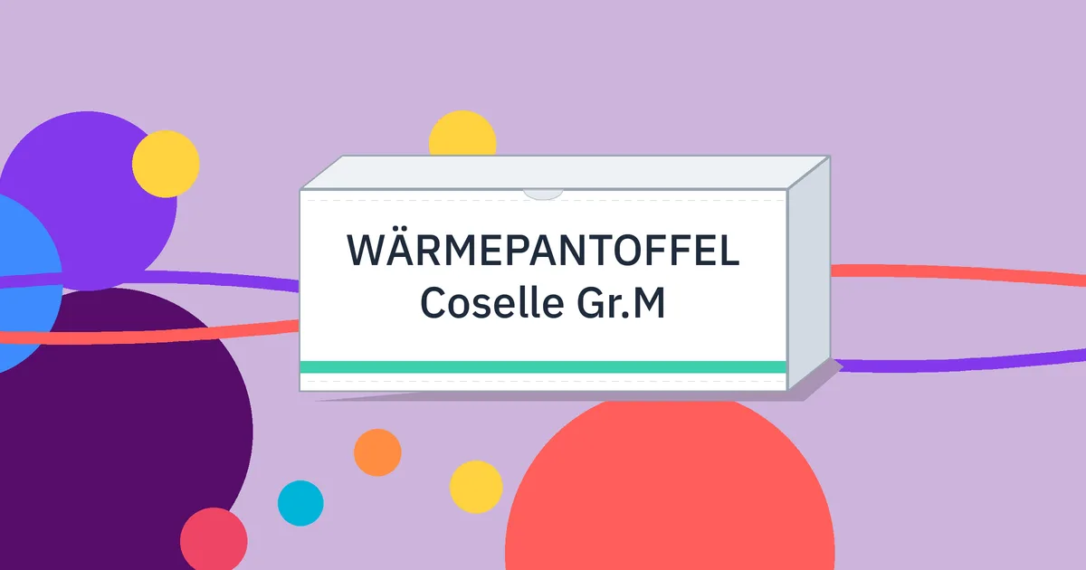 Symbolbild: Packung mit der Aufschrift WÄRMEPANTOFFEL Coselle Gr.M (PZN 12477121) – Verfügbarkeit und Bezug in Apotheken in Frankfurt am Main
