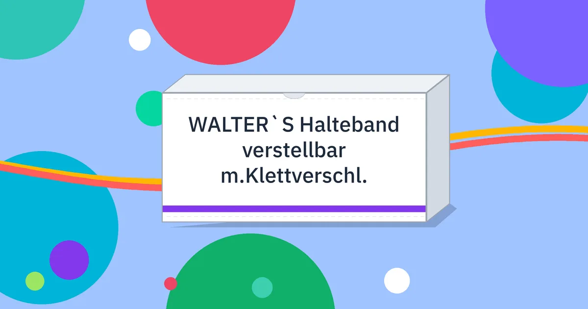 Symbolbild: Packung mit der Aufschrift WALTER`S Halteband verstellbar m.Klettverschl. (PZN 01839609) – Verfügbarkeit und Bezug in Apotheken in Frankfurt am Main