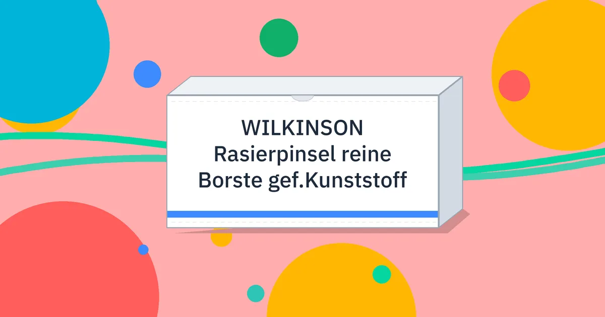 Symbolbild: Packung mit der Aufschrift WILKINSON Rasierpinsel reine Borste gef.Kunststoff (PZN 01669892) – Verfügbarkeit und Bezug in Apotheken in Frankfurt am Main