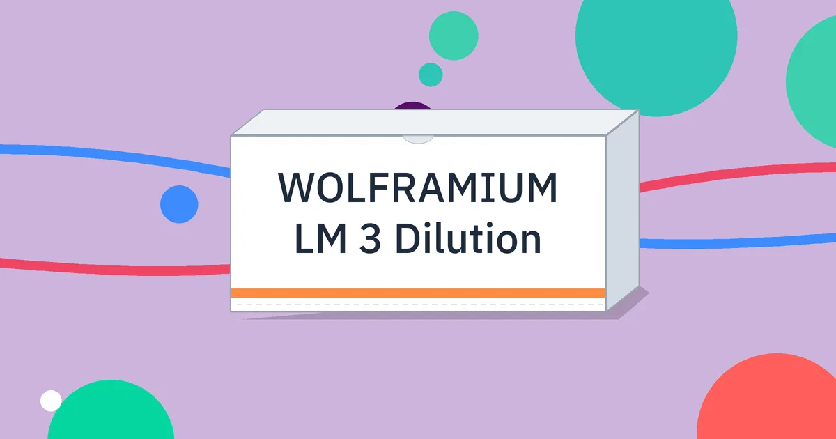 Symbolbild: Packung mit der Aufschrift WOLFRAMIUM LM 3 Dilution (PZN 13280403) – Verfügbarkeit und Bezug in Apotheken in Frankfurt am Main