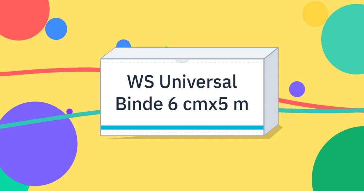 Symbolbild: Packung mit der Aufschrift WS Universal Binde 6 cmx5 m (PZN 00007516) – Verfügbarkeit und Bezug in Apotheken in Frankfurt am Main