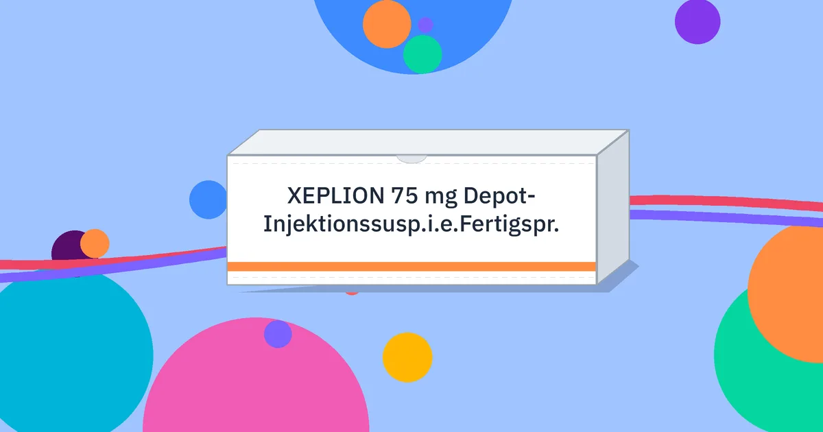 Symbolbild: Packung mit der Aufschrift XEPLION 75 mg Depot-Injektionssusp.i.e.Fertigspr. (PZN 10339751) – Verfügbarkeit und Bezug in Apotheken in Frankfurt am Main