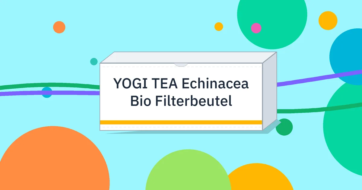 Symbolbild: Packung mit der Aufschrift YOGI TEA Echinacea Bio Filterbeutel (PZN 11297368) – Verfügbarkeit und Bezug in Apotheken in Frankfurt am Main