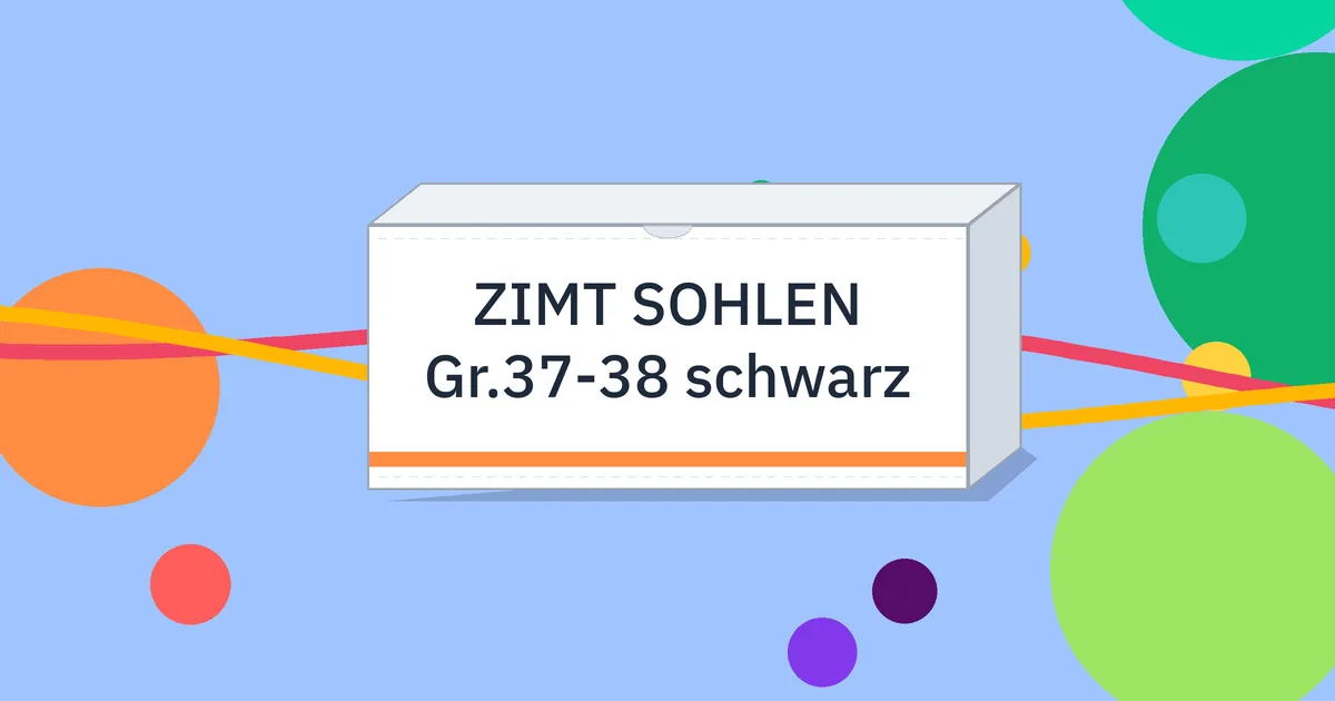 Symbolbild: Packung mit der Aufschrift ZIMT SOHLEN Gr.37-38 schwarz (PZN 10131453) – Verfügbarkeit und Bezug in Apotheken in Frankfurt am Main