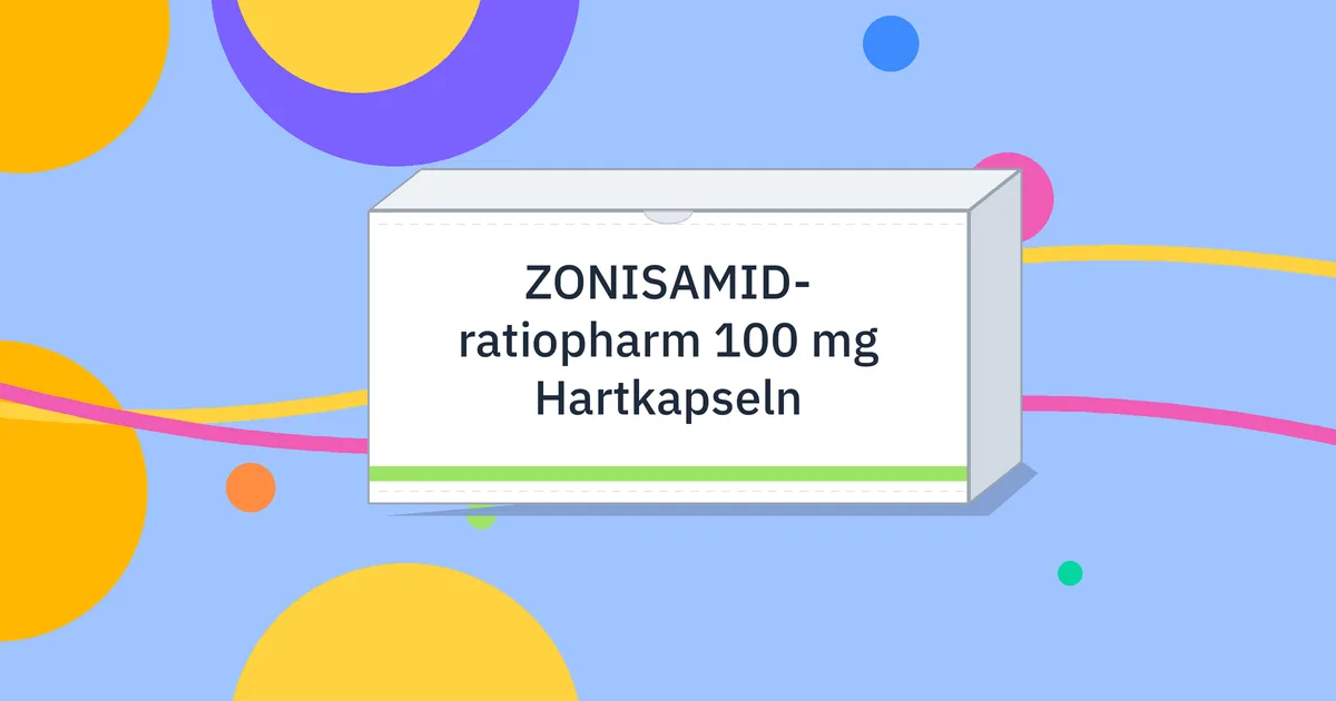 Symbolbild: Packung mit der Aufschrift ZONISAMID-ratiopharm 100 mg Hartkapseln (PZN 18030935) – Verfügbarkeit und Bezug in Apotheken in Frankfurt am Main