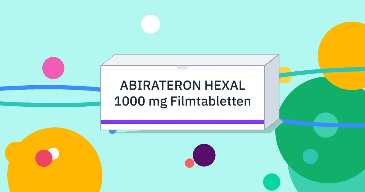 Symbolbild: Packung mit der Aufschrift ABIRATERON HEXAL 1000 mg Filmtabletten (PZN 17560571) – Verfügbarkeit und Bezug in Apotheken in Frankfurt am Main