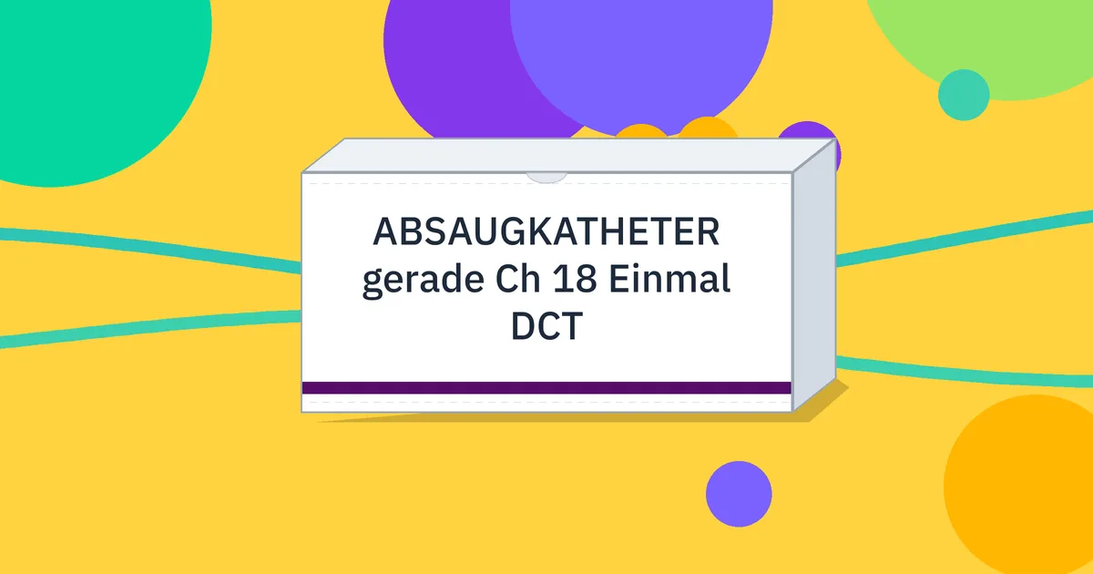 Symbolbild: Packung mit der Aufschrift ABSAUGKATHETER gerade Ch 18 Einmal DCT (PZN 02847640) – Verfügbarkeit und Bezug in Apotheken in Frankfurt am Main