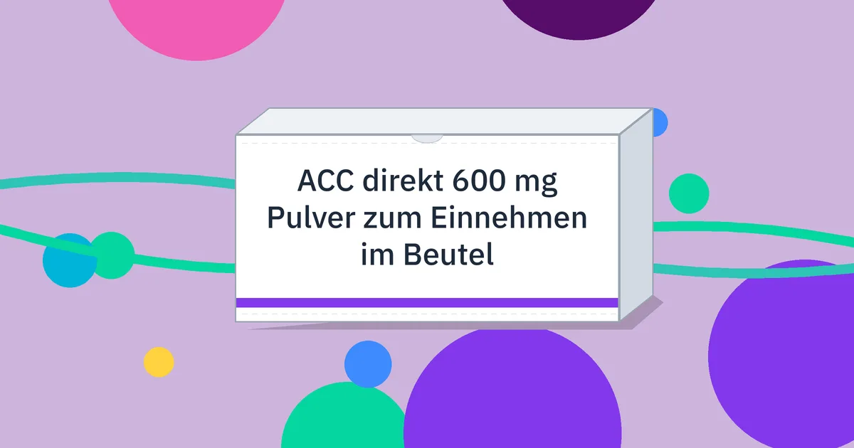 Symbolbild: Packung mit der Aufschrift ACC direkt 600 mg Pulver zum Einnehmen im Beutel (PZN 13393521) – Verfügbarkeit und Bezug in Apotheken in Frankfurt am Main