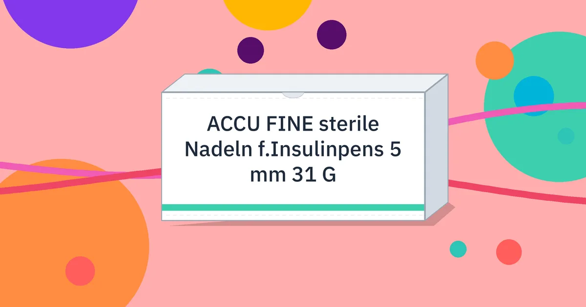 Symbolbild: Packung mit der Aufschrift ACCU FINE sterile Nadeln f.Insulinpens 5 mm 31 G (PZN 15581652) – Verfügbarkeit und Bezug in Apotheken in Frankfurt am Main