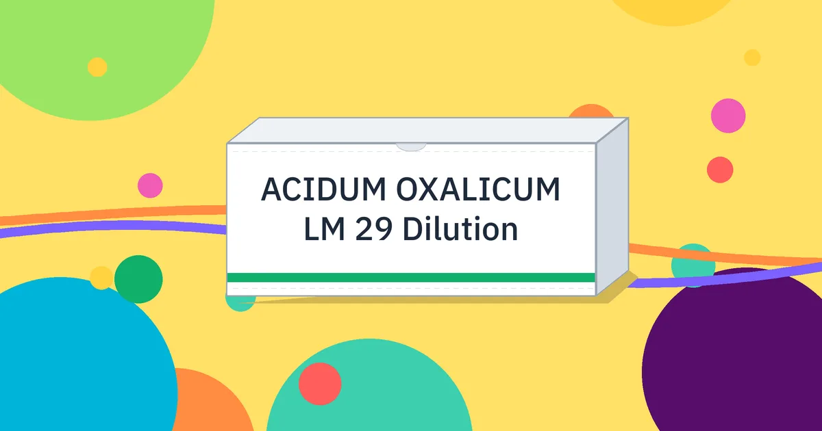 Symbolbild: Packung mit der Aufschrift ACIDUM OXALICUM LM 29 Dilution (PZN 13281414) – Verfügbarkeit und Bezug in Apotheken in Frankfurt am Main