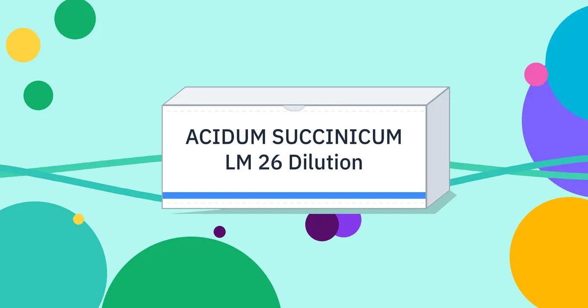 Symbolbild: Packung mit der Aufschrift ACIDUM SUCCINICUM LM 26 Dilution (PZN 13284186) – Verfügbarkeit und Bezug in Apotheken in Frankfurt am Main
