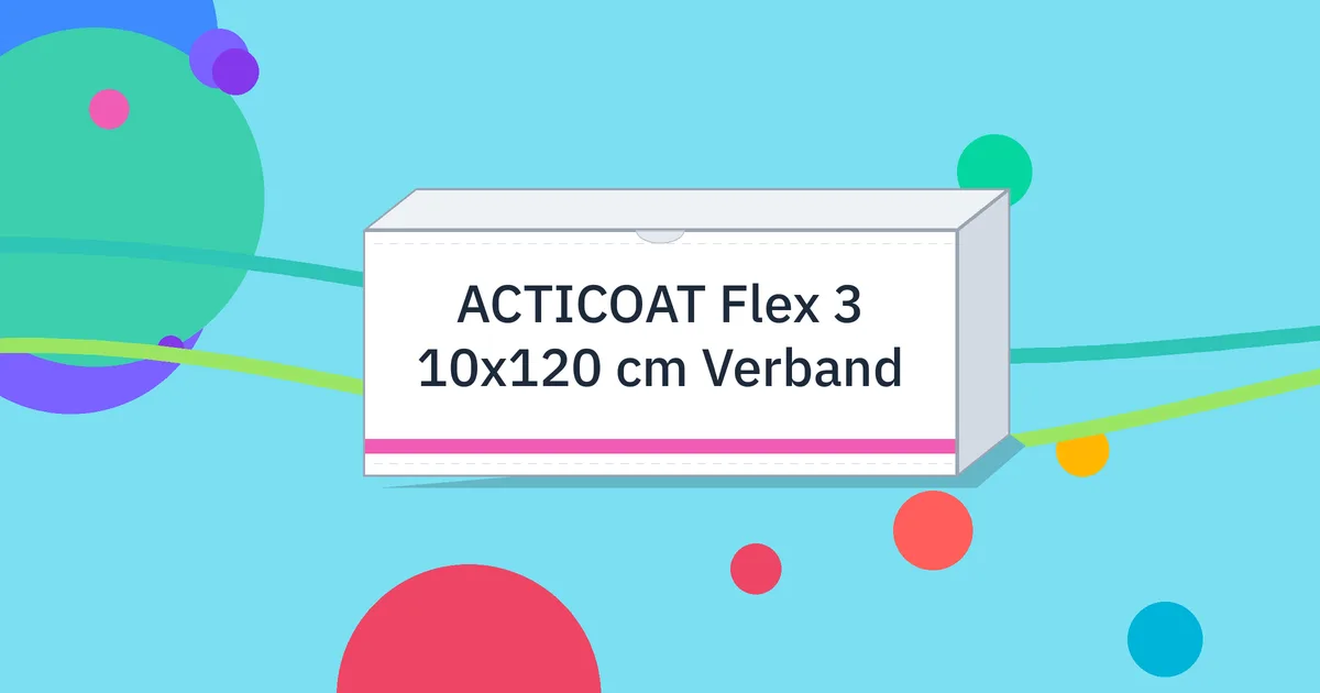 Symbolbild: Packung mit der Aufschrift ACTICOAT Flex 3 10x120 cm Verband (PZN 05372893) – Verfügbarkeit und Bezug in Apotheken in Frankfurt am Main