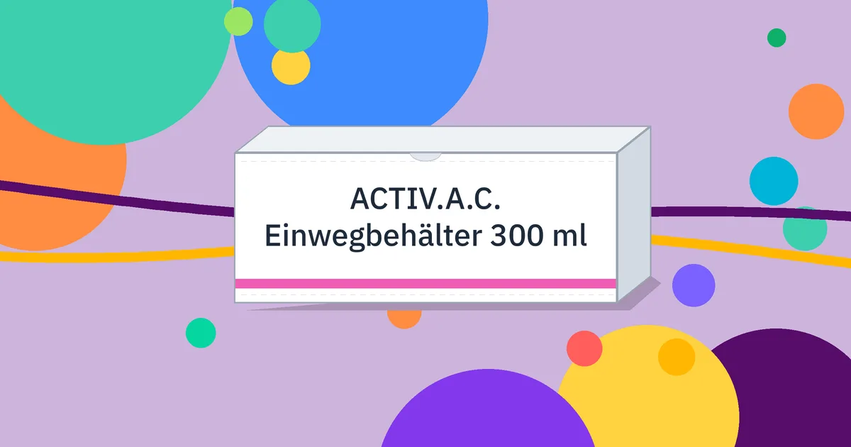 Symbolbild: Packung mit der Aufschrift ACTIV.A.C. Einwegbehälter 300 ml (PZN 16832234) – Verfügbarkeit und Bezug in Apotheken in Frankfurt am Main