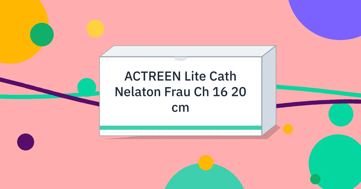 Symbolbild: Packung mit der Aufschrift ACTREEN Lite Cath Nelaton Frau Ch 16 20 cm (PZN 01678891) – Verfügbarkeit und Bezug in Apotheken in Frankfurt am Main