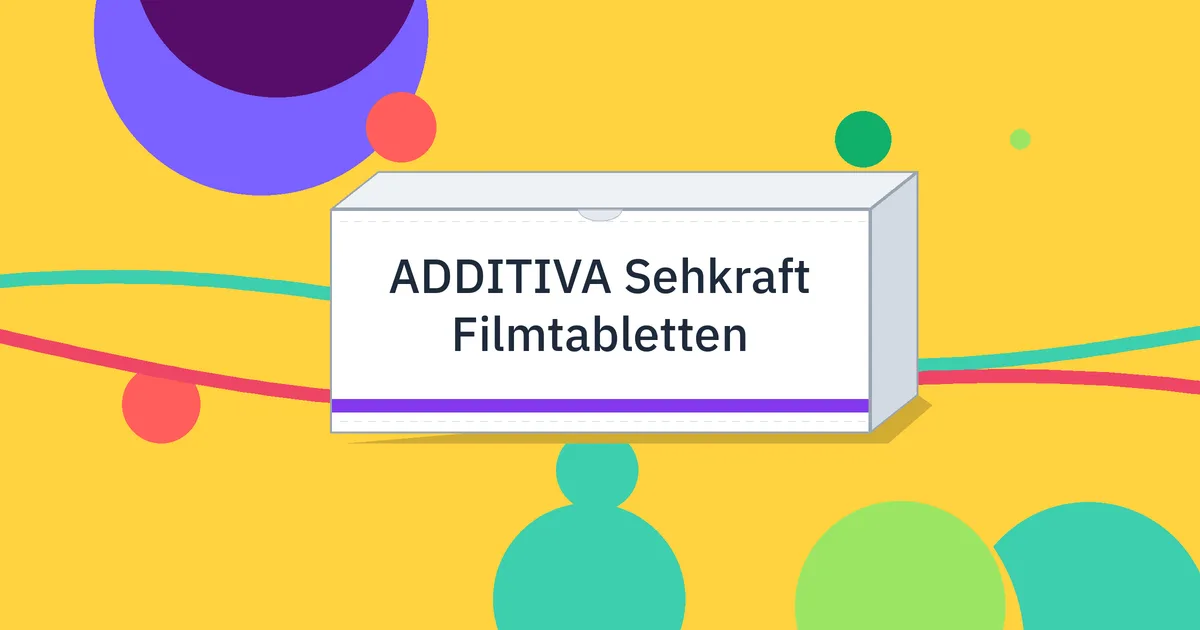 Symbolbild: Packung mit der Aufschrift ADDITIVA Sehkraft Filmtabletten (PZN 18361721) – Verfügbarkeit und Bezug in Apotheken in Frankfurt am Main