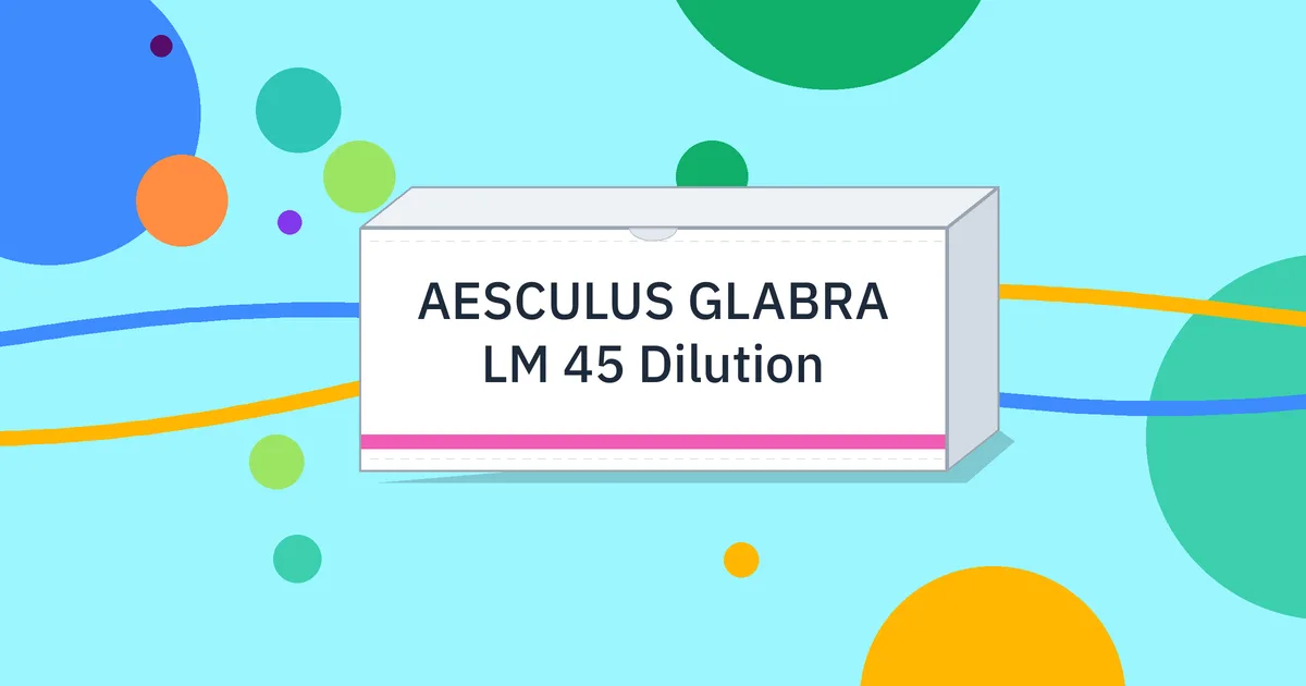Symbolbild: Packung mit der Aufschrift AESCULUS GLABRA LM 45 Dilution (PZN 13299650) – Verfügbarkeit und Bezug in Apotheken in Frankfurt am Main
