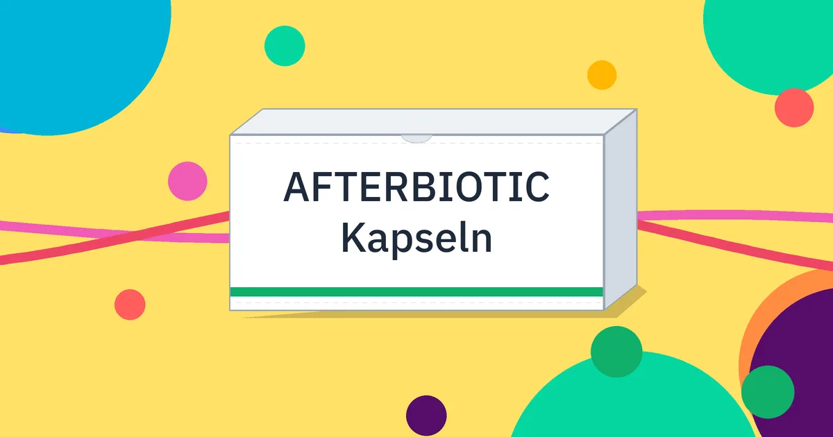 Symbolbild: Packung mit der Aufschrift AFTERBIOTIC Kapseln (PZN 05852096) – Verfügbarkeit und Bezug in Apotheken in Frankfurt am Main