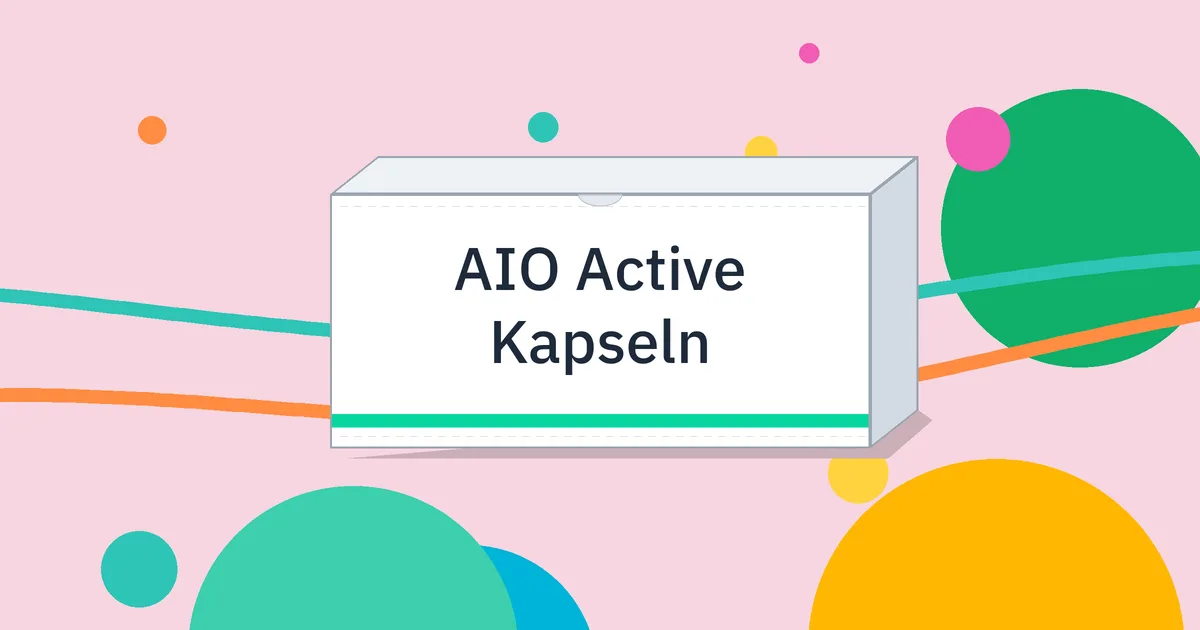 Symbolbild: Packung mit der Aufschrift AIO Active Kapseln (PZN 18780435) – Verfügbarkeit und Bezug in Apotheken in Frankfurt am Main