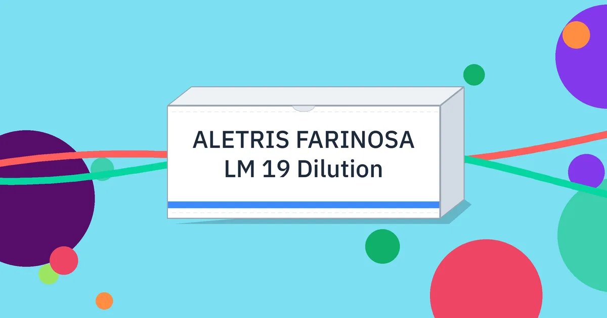 Symbolbild: Packung mit der Aufschrift ALETRIS FARINOSA LM 19 Dilution (PZN 13309779) – Verfügbarkeit und Bezug in Apotheken in Frankfurt am Main