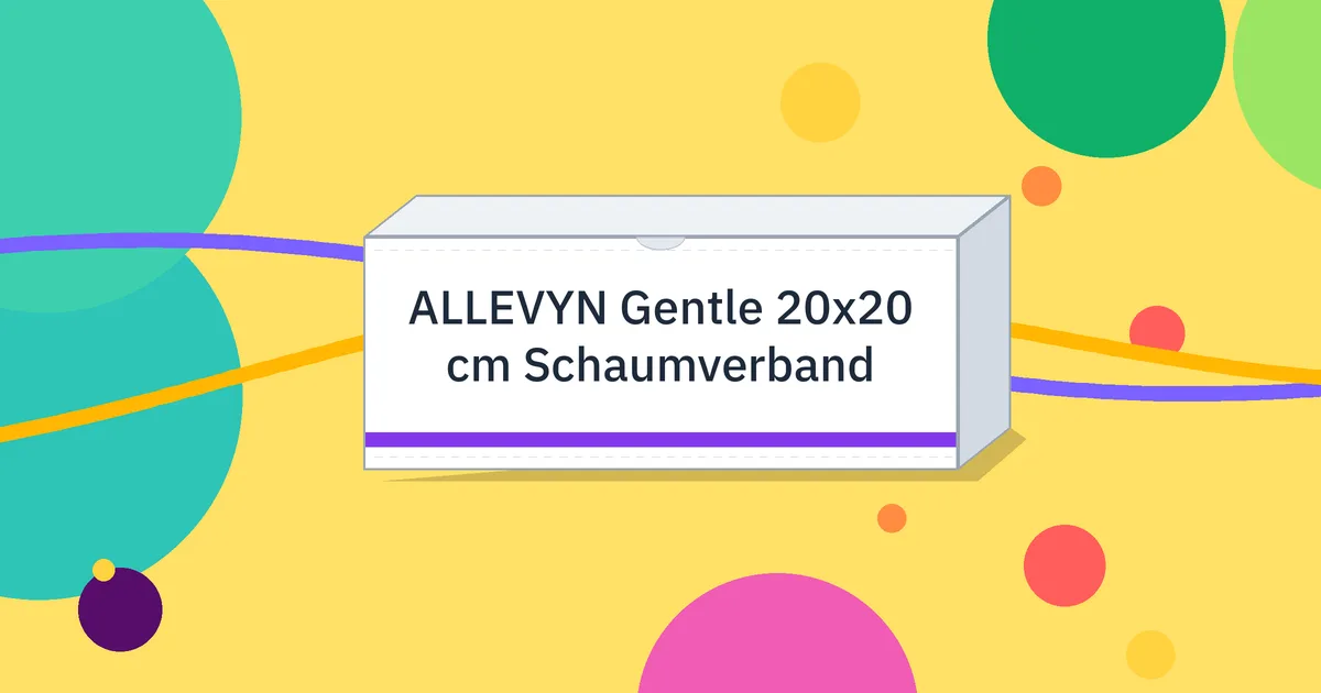 Symbolbild: Packung mit der Aufschrift ALLEVYN Gentle 20x20 cm Schaumverband (PZN 09199523) – Verfügbarkeit und Bezug in Apotheken in Frankfurt am Main