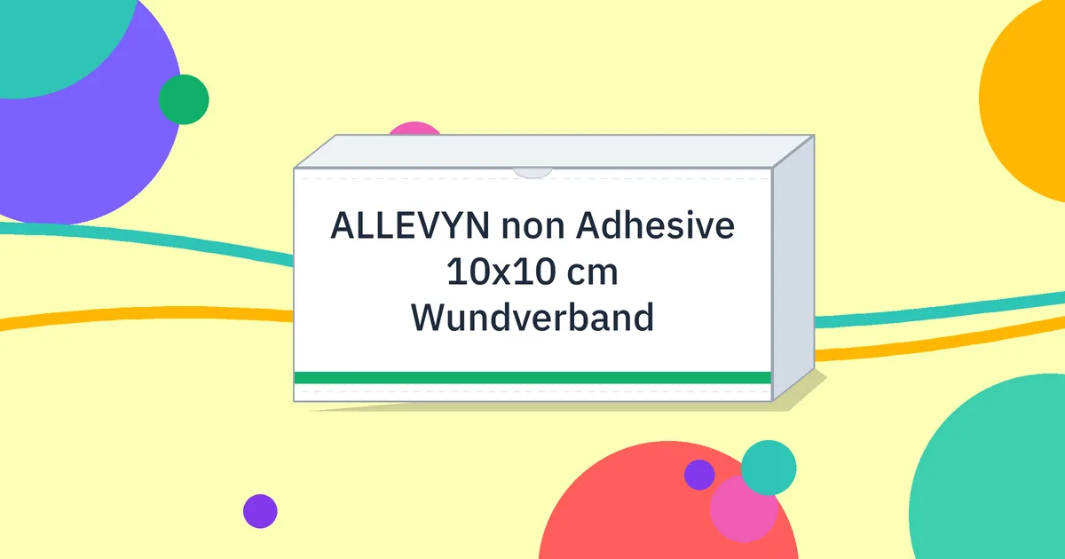 Symbolbild: Packung mit der Aufschrift ALLEVYN non Adhesive 10x10 cm Wundverband (PZN 18799417) – Verfügbarkeit und Bezug in Apotheken in Frankfurt am Main