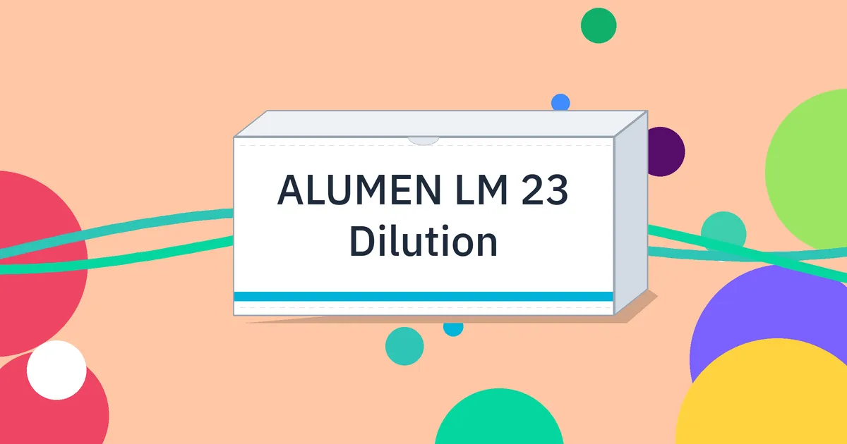 Symbolbild: Packung mit der Aufschrift ALUMEN LM 23 Dilution (PZN 12758156) – Verfügbarkeit und Bezug in Apotheken in Frankfurt am Main