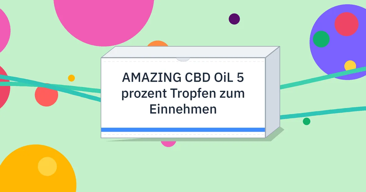 Symbolbild: Packung mit der Aufschrift AMAZING CBD OiL 5 prozent Tropfen zum Einnehmen (PZN 20102406) – Verfügbarkeit und Bezug in Apotheken in Frankfurt am Main