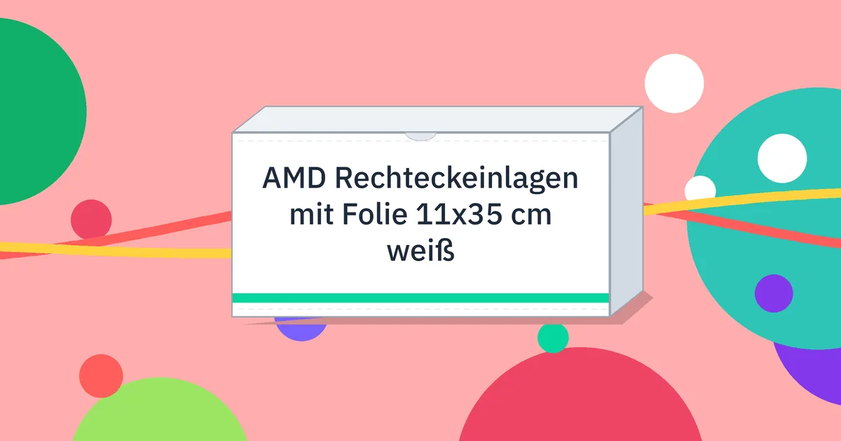 Symbolbild: Packung mit der Aufschrift AMD Rechteckeinlagen mit Folie 11x35 cm weiß (PZN 15875230) – Verfügbarkeit und Bezug in Apotheken in Frankfurt am Main