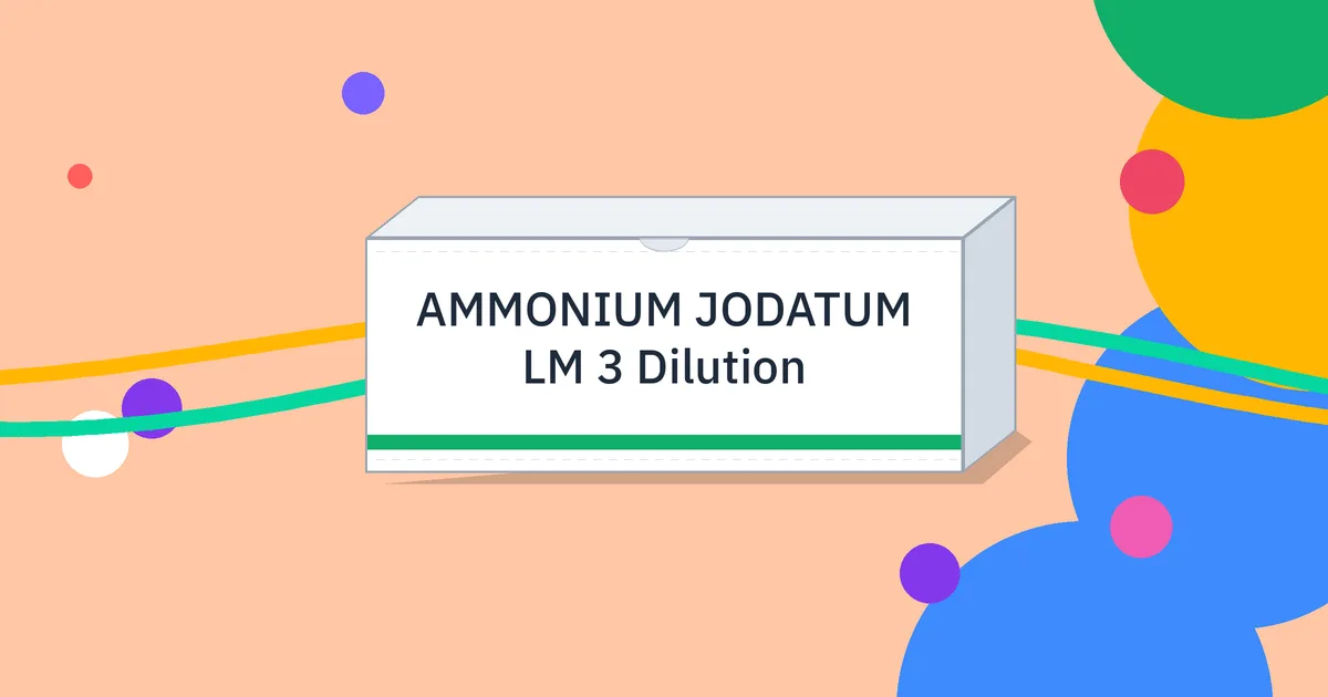 Symbolbild: Packung mit der Aufschrift AMMONIUM JODATUM LM 3 Dilution (PZN 13321220) – Verfügbarkeit und Bezug in Apotheken in Frankfurt am Main
