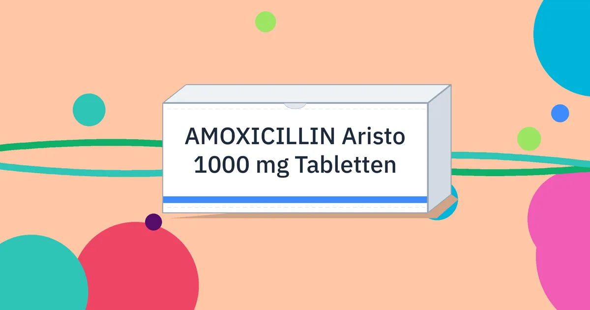 Symbolbild: Packung mit der Aufschrift AMOXICILLIN Aristo 1000 mg Tabletten (PZN 17302656) – Verfügbarkeit und Bezug in Apotheken in Frankfurt am Main
