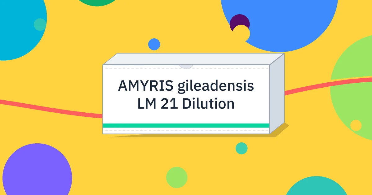 Symbolbild: Packung mit der Aufschrift AMYRIS gileadensis LM 21 Dilution (PZN 13327085) – Verfügbarkeit und Bezug in Apotheken in Frankfurt am Main