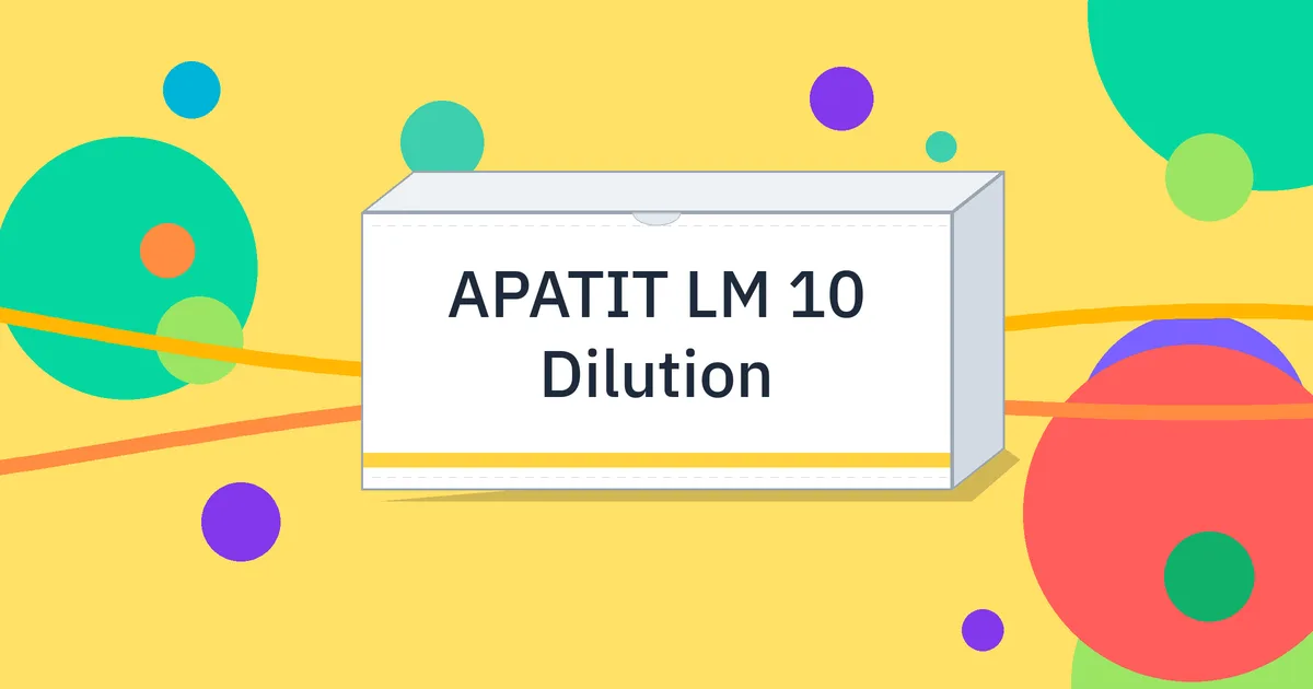 Symbolbild: Packung mit der Aufschrift APATIT LM 10 Dilution (PZN 13377255) – Verfügbarkeit und Bezug in Apotheken in Frankfurt am Main