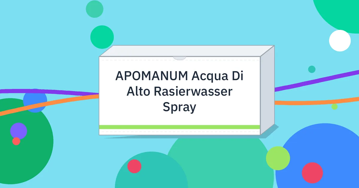 Symbolbild: Packung mit der Aufschrift APOMANUM Acqua Di Alto Rasierwasser Spray (PZN 09645023) – Verfügbarkeit und Bezug in Apotheken in Frankfurt am Main